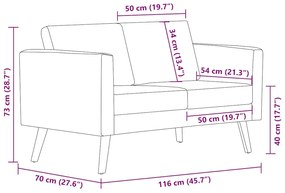 vidaXL Marketos Pohovka dvojmístná textilní světle šedá