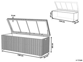 Zahradní box 158 x 63 cm ratanový šedý MODENA Beliani