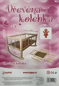 RAPPA Dřevěná kolébka pro panenky 50 x 28 cm / Kolébka / Dřevo