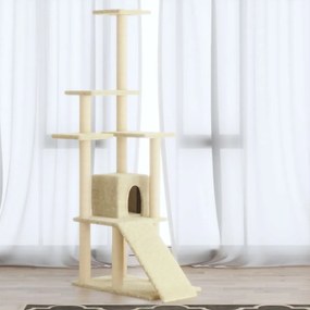 Škrabadlo pro kočky se sisalovými sloupky krémové 155 cm 171515