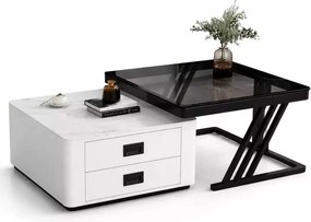 LuxuryForm DESIGN Konferenční stolek BOLT 70 × 70 / 60 × 60 cm – bílý / černý (set 2 ks)