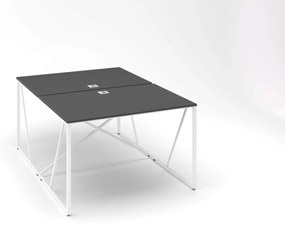 Psací stůl Dvoumístný Lenza PROX 118/80 Dekor stolové desky: černý grafit, Barva podnože: bílá
