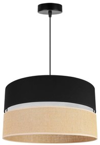 Závěsné svítidlo Juta, 1x jutové/černé textilní stínítko, (fi 40cm), b