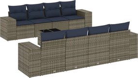 9dílná zahradní sedací souprava s polštáři šedá polyratan 3222350