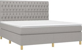 Box spring postel s matrací a LED světle šedá 180x200 cm textil 3135693