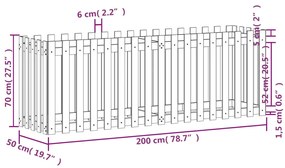 Vyvýšený záhon plotový design bílý 200x50x70 cm masiv borovice,  832513