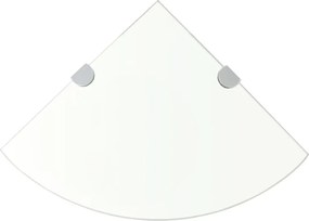 vidaXL Rohová police s chromovými podpěrami sklo 35x35 cm [243856] Barva: Bílá