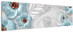 Obraz - 3D modré květy (170x50 cm)