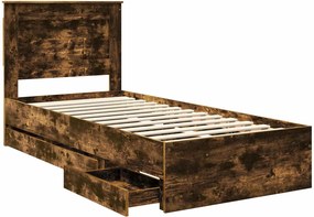 Rám postele s čelo Kouřový dub 100 x 200 cm Inženýrské dřevo 3410201