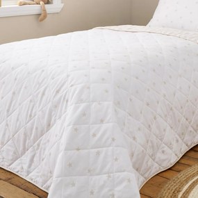Bílý/béžový bavlněný prošívaný dětský přehoz 135x190 cm Mini Star &amp; Stripes – Bianca
