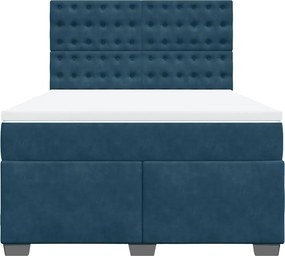 Box spring postel s matrací modrá 160 x 200 cm samet 3290970