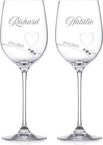 Svatební skleničky na víno Diamante Romance s krystaly Swarovski 2 ks
