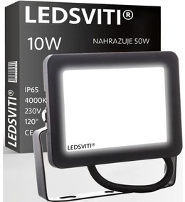 LEDSVITI OT-FGD-1020-CE-24V Černý LED reflektor 24V AC/DC 10W denní bílá