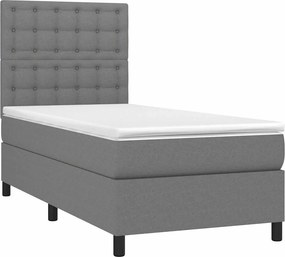 Box spring postel s matrací a LED tmavě šedá 90x200 cm textil 3135166
