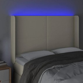 Čelo postele s LED krémové 147 x 16 x 118/128 cm umělá kůže 3123860