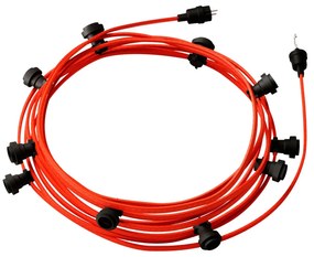 creative cables Hotový světelný řetěz LUMET 12,5 m je sestavený z 10 černých objímek, háčku a zástrčky Barva kabelu: Neonově oranžová - CF15