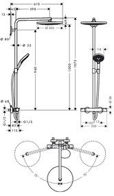 Hansgrohe Raindance Select S, Showerpipe 300 2jet s termostatem, bílá/chromová, HAN-27133400