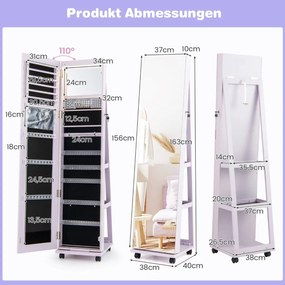 Costway Uzamykatelná šperkovnice s integrovaným make-up zrcadlem