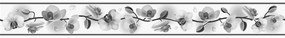 Bordura na zeď samolepicí - Květ orchideje šedá