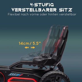 HOMCOM motokára dětské šlapací auto s nastavitelným sedadlem a ruční brzdou pro děti ve věku 3-8 let, čtyřkolka pro venkovní zábavu | Aosom.de