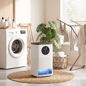 HOMCOM tichý mini odvlhčovač 1,4 l s RGB světlem, bílý