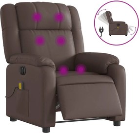 Elektrické masážní polohovací křeslo hnědé umělá kůže 3205145