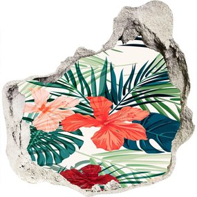 Wallmuralia 3D díra nálepka Tropické květiny 75x75 cm