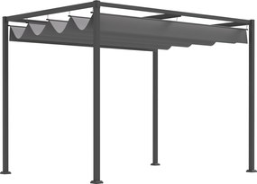 Outsunny pergola altán zastřešení terasy s posuvnou střechou 298 x 213 x 221 cm, šedá, polyester odolný proti povětrnostním vlivům pro zahradu a tera…