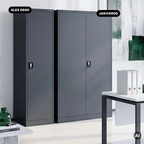 Skříň na spisy kartotéková na klíč antracitová, 450x1850x600 mm: ALEX D600