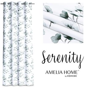 Závěs AmeliaHome Serenity se stříbrnými průchodkami bílý/zelený