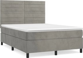 Box spring postel s matrací světle šedá 140x200 cm samet 3143085