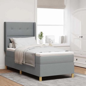 Postel s boxspringem s čelo Světle šedá 90 x 190 cm textil 3341805