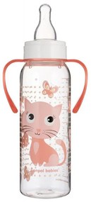 Canpol babies Láhev s potiskem CUTE ANIMALS 250 ml a úchyty Kočička