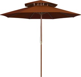 vidaXL Dvoupatrový slunečník s dřevěnou tyčí, 270x270 cm, [44520] Barva: Cihlová
