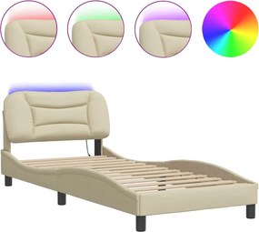 Rám postele s LED bez matrace Hvar krémový 90 x 200 cm textil 3213681