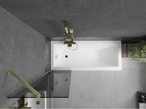 Mexen Next, 1-křídlová vanová zástěna 50 x 150 cm, 6mm šedé sklo, zlatá matná, 895-050-000-00-40-55