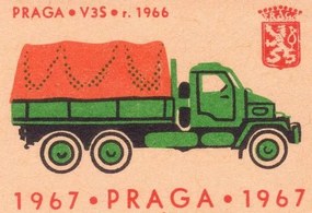 Plechová cedule Praga V3S 1966 Velikost: A5 (20 x 15 cm)
