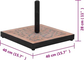 vidaXL Základna na slunečník terakotová a bílá čtvercová 12 kg [362220] Barva: Terakotová a černá