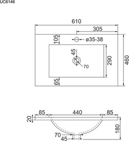 Mereo Mereo, Mailo, koupelnová skříňka s keramickým umyvadlem 61 cm, bílá, dub, antracit, CN530