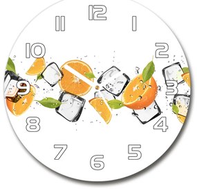 Wallmuralia Skleněné hodiny kulaté Pomeranče s ledem fi 30 cm