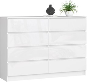 Komoda K140 8SZ bílá/bílý lesk