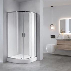 BPS-koupelny Čtvrtkruhový sprchový kout HYD-RK94A 80x80 cm chrom/transparent + vanička HYD-RSV-SXL01A bílá