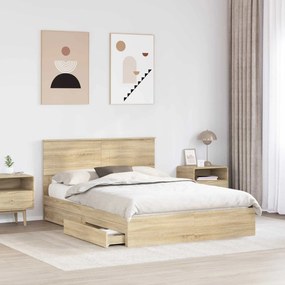 Postel s úložným prostorem se zásuvkou Sonoma dub 140 x 200 cm 3408461