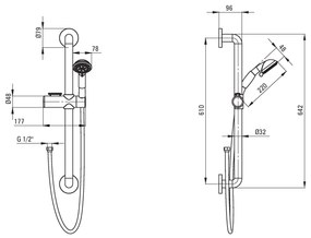 Deante Vital příslušenství, sprchová sada s 3-funkční hlavicí, NIV_051K