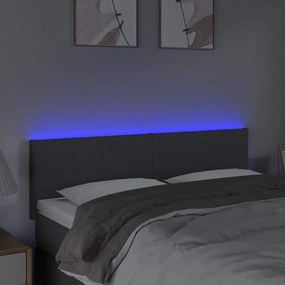 Čelo postele s LED tmavě šedé 144x5x78/88 cm textil 3121331
