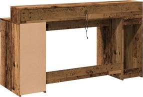 Psací stůl s LED světly old wood 160x55x91 cm kompozitní dřevo 3309436