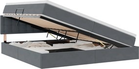 Postel s úložným prostorem s čelo Tmavě šedá 200 x 200 cm samet 3370900