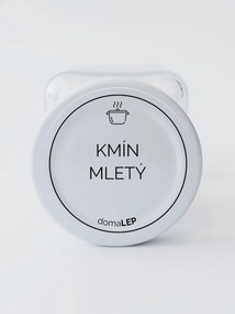 Samolepka na kořenky KMÍN MLETÝ průhledná 5 cm základní písmo