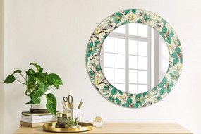 Kulaté dekorativní zrcadlo Květiny a ptáci fi 50 cm