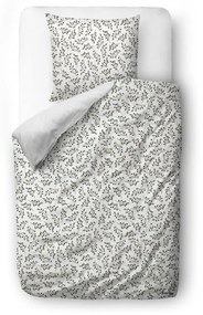 Bílo-šedé povlečení na jednolůžko z bavlněného saténu 140x200 cm Mistletoe Kiss – Butter Kings